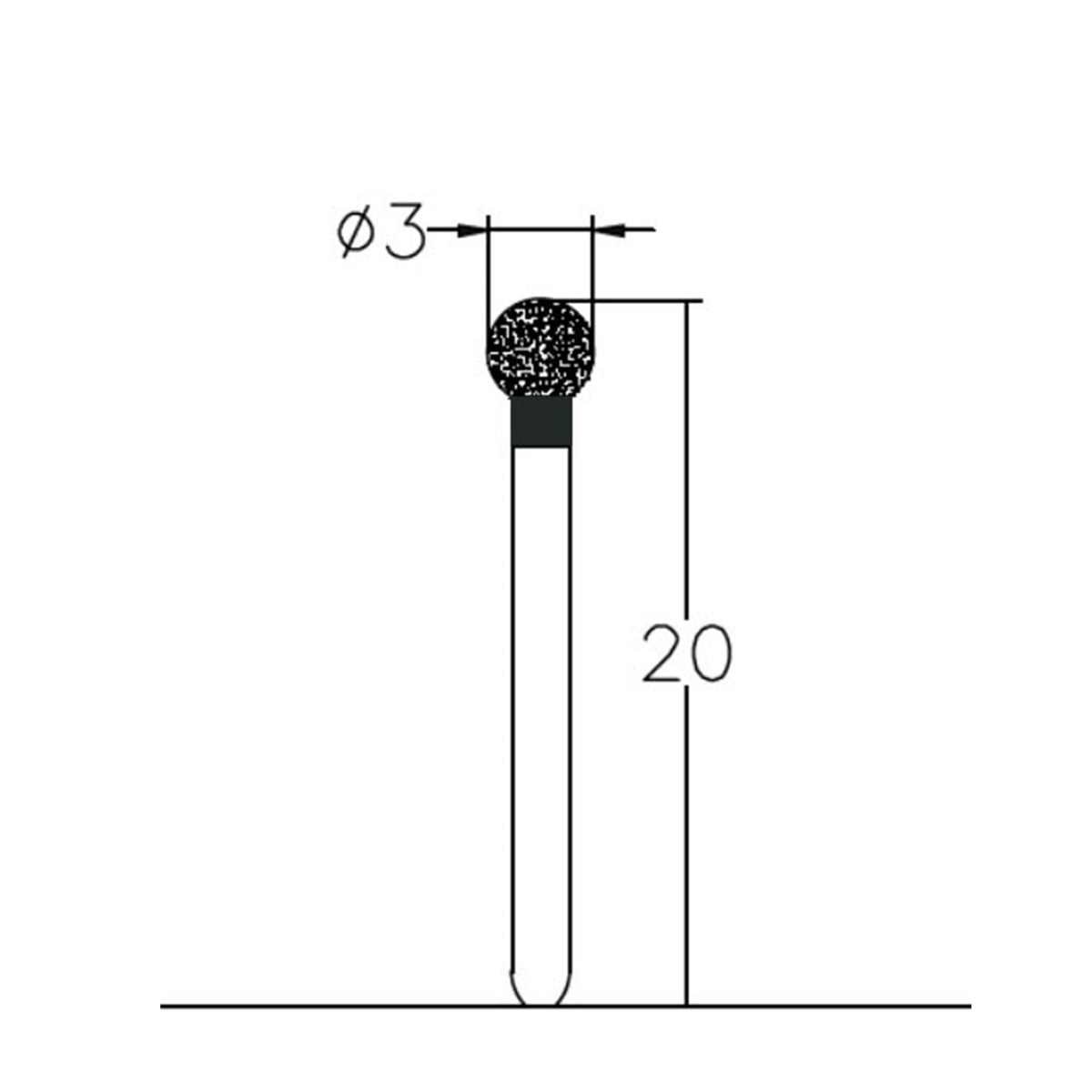 Spherical 3 mm Dia. Extra Coarse Grit Diamond Bur 5 per pack. 001.30EC1 ...
