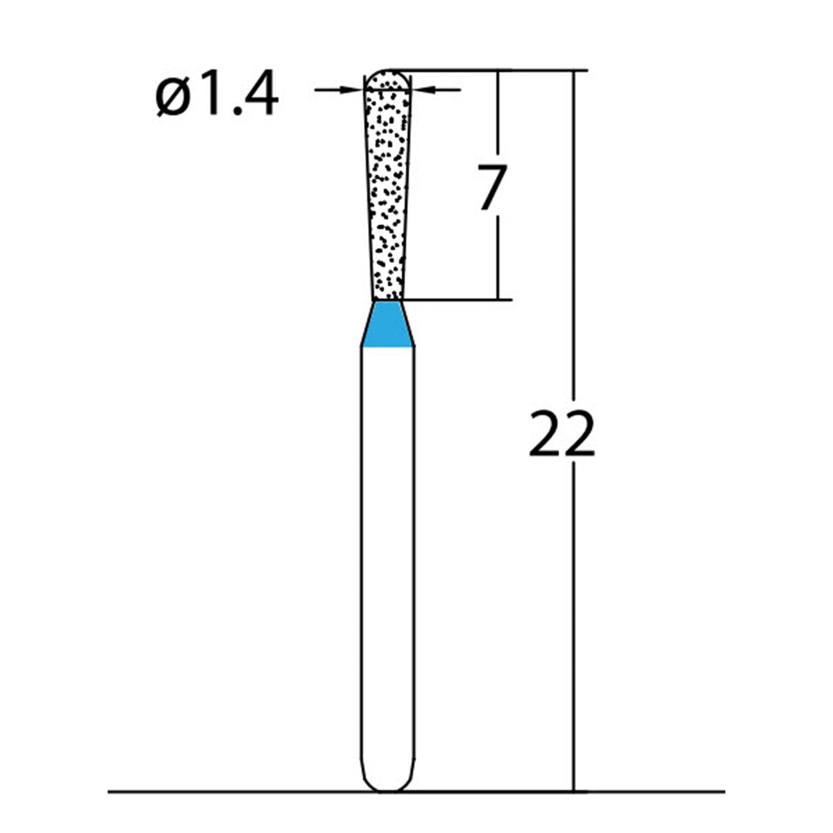 Pear 1.4 mm Dia. Medium Grit Diamond Bur 5 per pack. 237.14M3 | Osung USA