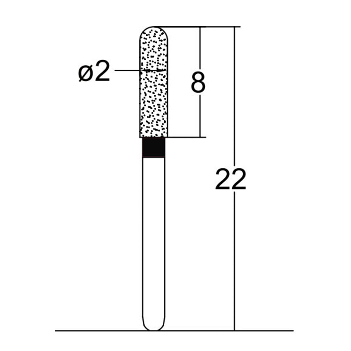 Cylindrical, Hemispherical End 2 mm Dia Extra Coarse Grit Diamond Bur 5 ...