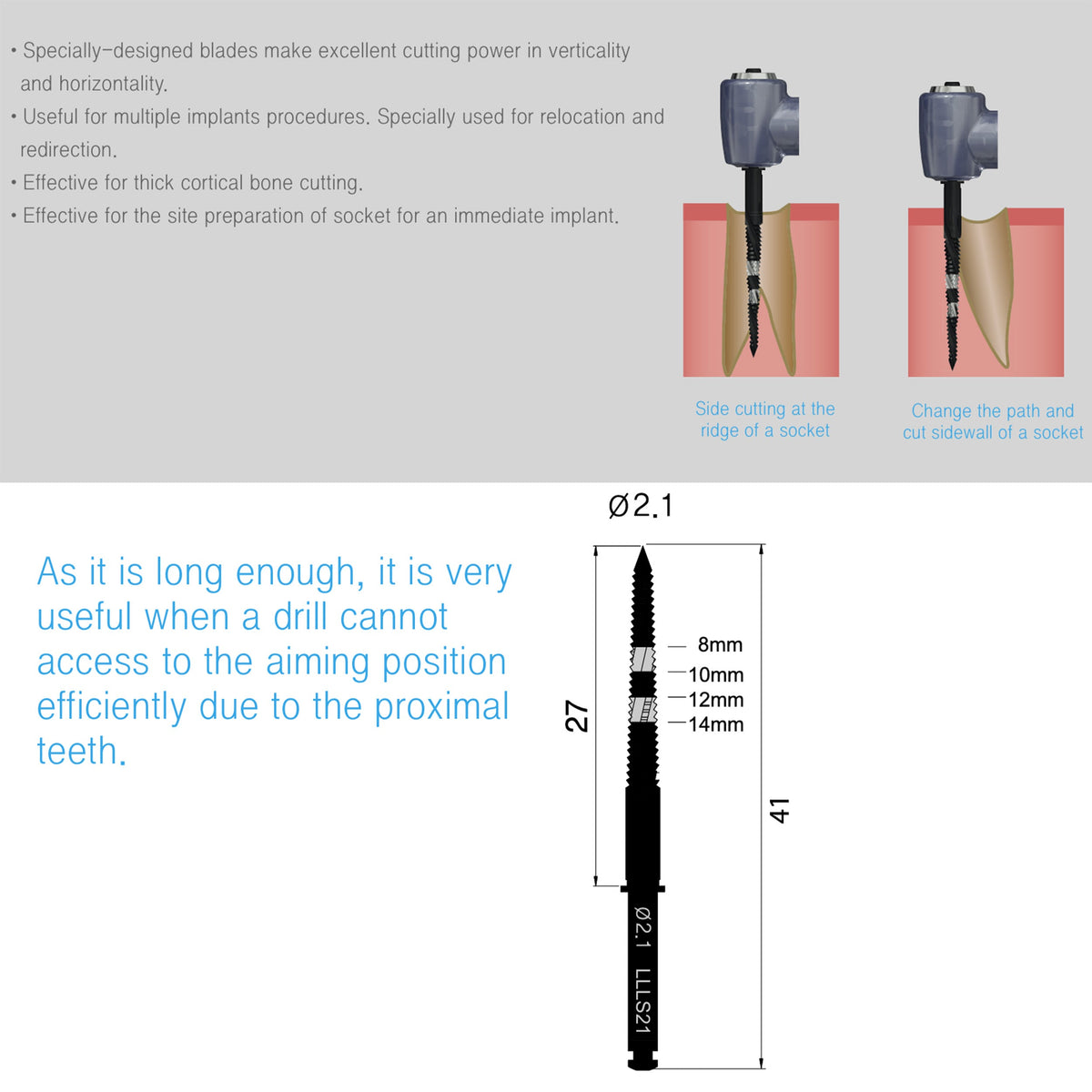L21 Lindemann Bur Drill 2.1mm Dia. Osung -LLL21 | Osung USA