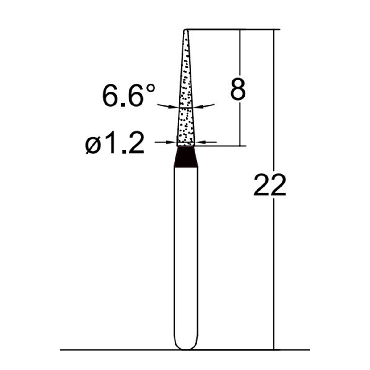 Conical Pointed, Slender 1.2 mm Dia. Extra Coarse Grit Diamond Bur 5 ...