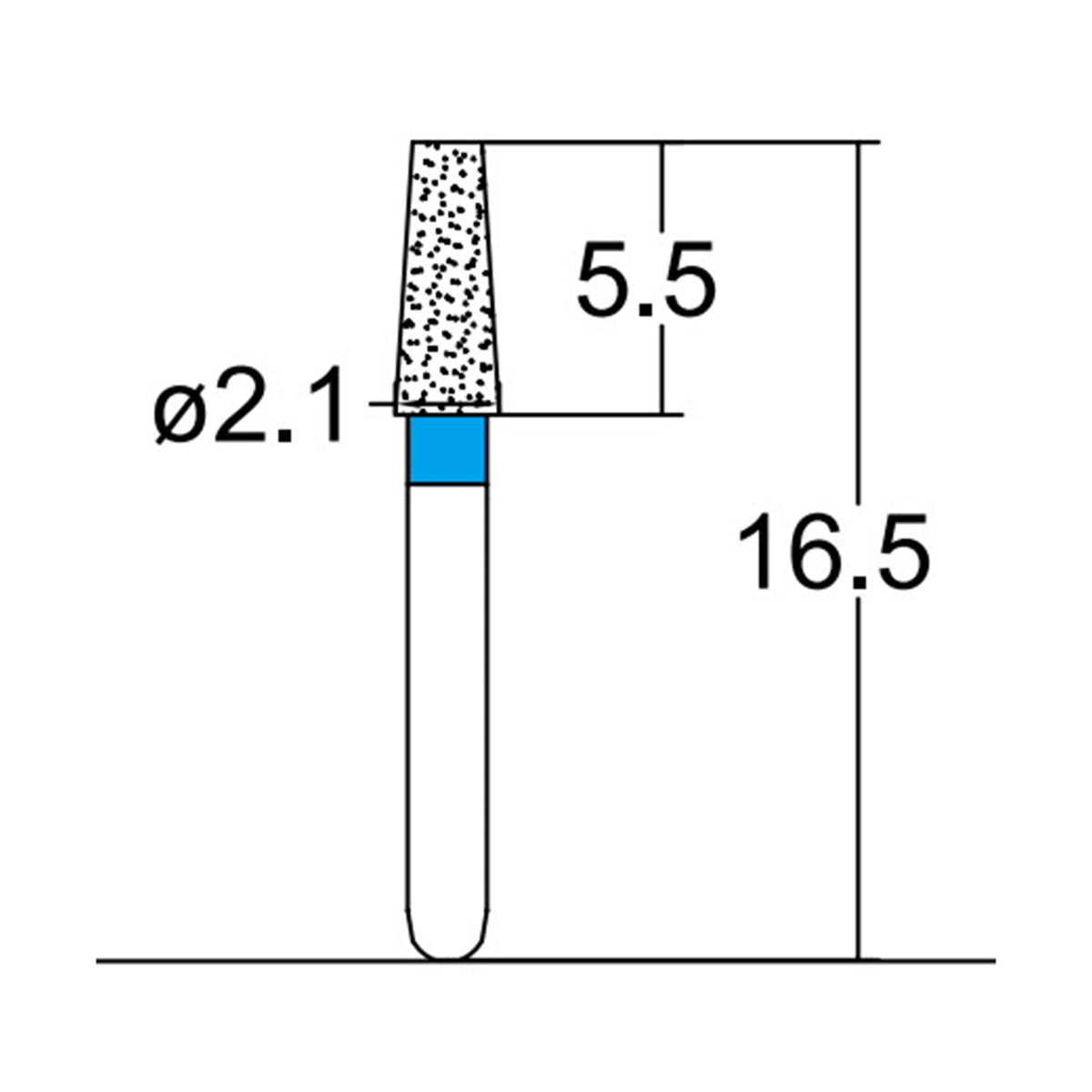 Conical, Truncated 2.1 mm Dia. Medium Grit Diamond Bur 5 per pack. 168 ...