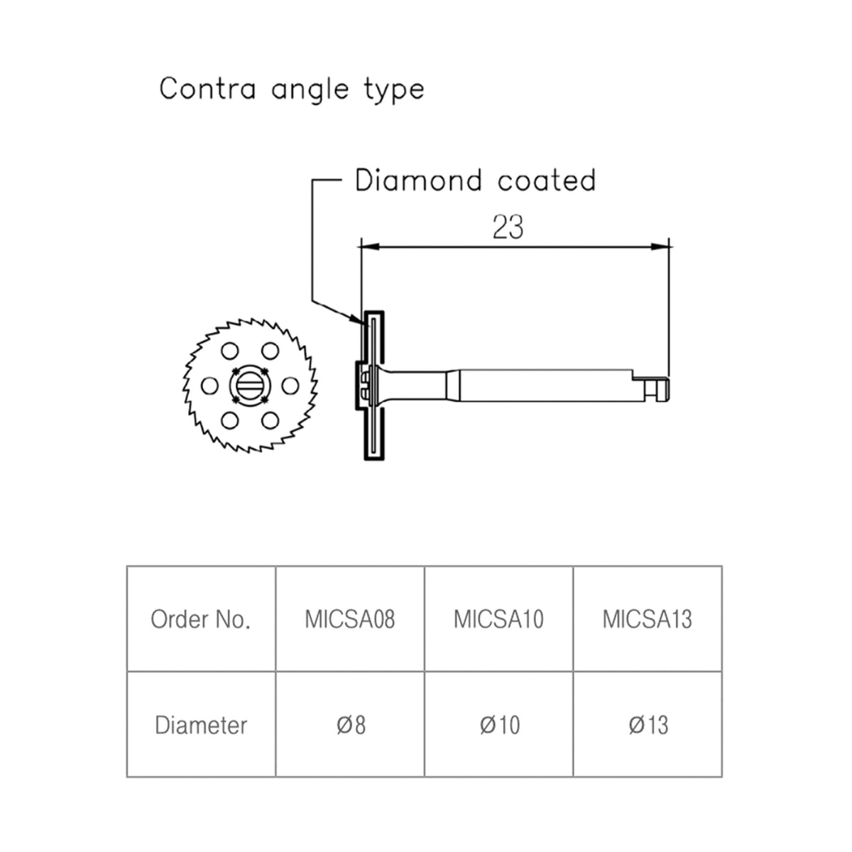 Micro Saw Blade 10mm Diamond Coated Contra Angles Osung -MICSA10