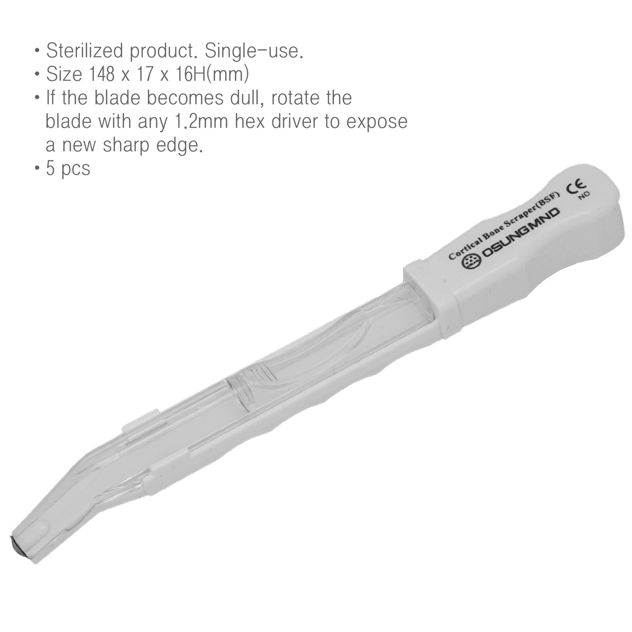 Bone Graft Harvester Sterile Cortical Bone Scrapers (5 Pack) Osung -BSF ...